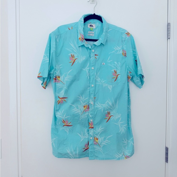 Quiksilver | Shirts | Quicksilver Blue Short Sleeve Button Up | Poshmark